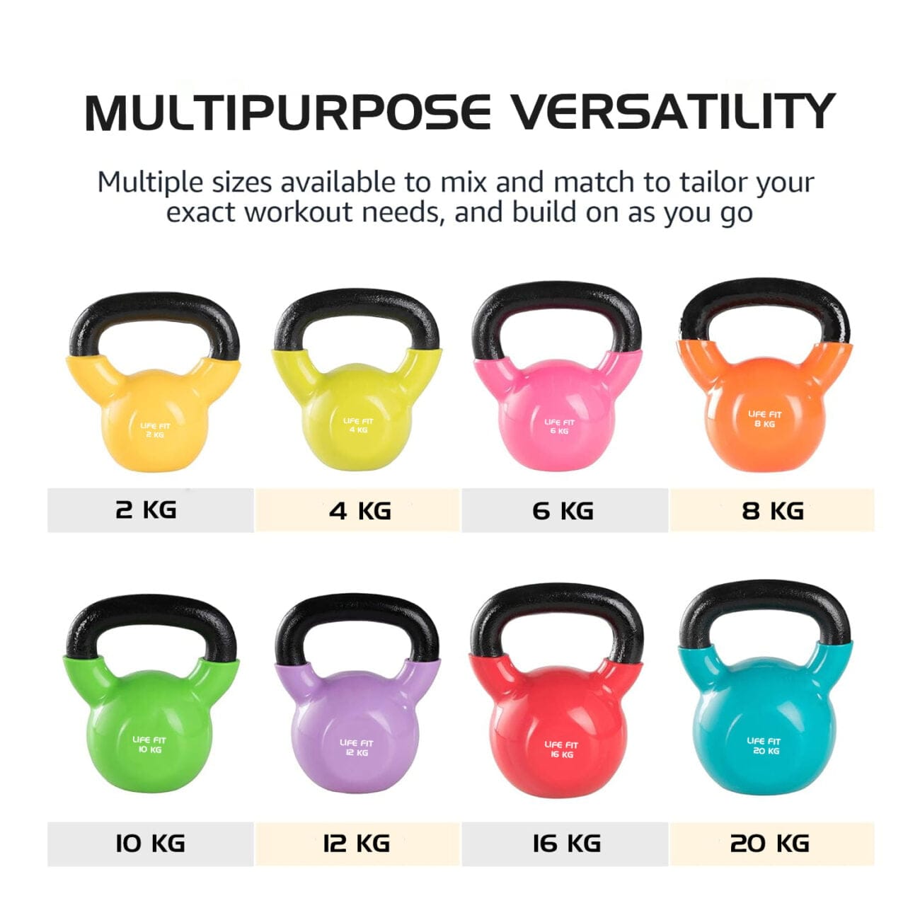 LIFE FIT Vinyl Kettlebell - Durable & Versatile Workout Equipment